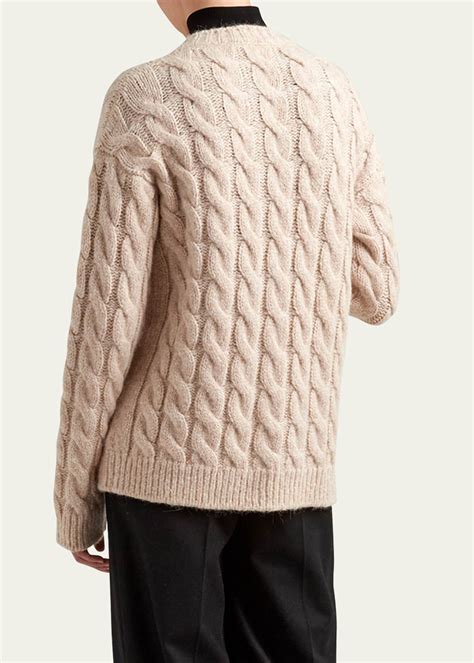Prada Braided Wool Cardigan Bergdorf Goodman