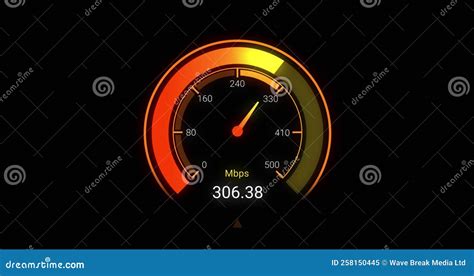 Animation Of Orange Speedometer Over Black Background Stock Video