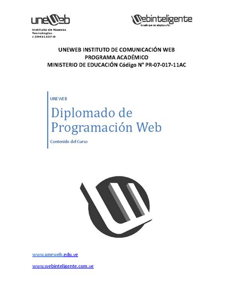 Contenido Del Diplomado De Programación Web Uneweb Instituto De