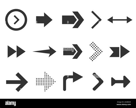 Black Arrows Set Isolated On White Background Collection For Web