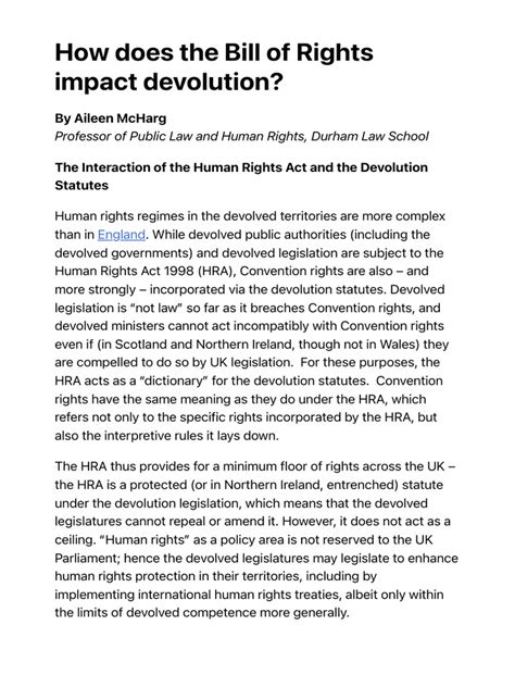 How Does The Bill Of Rights Impact Devolution Constitutional Law