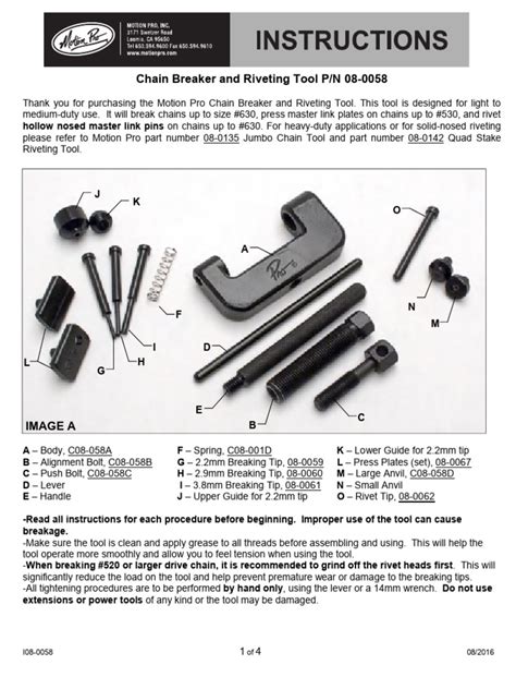 Chain Breaker And Riveting Tool Guide Pdf