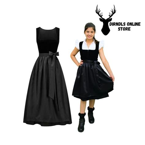 Attractive Classic Dirndl Dress Black Velvet Fabric Dd 0039