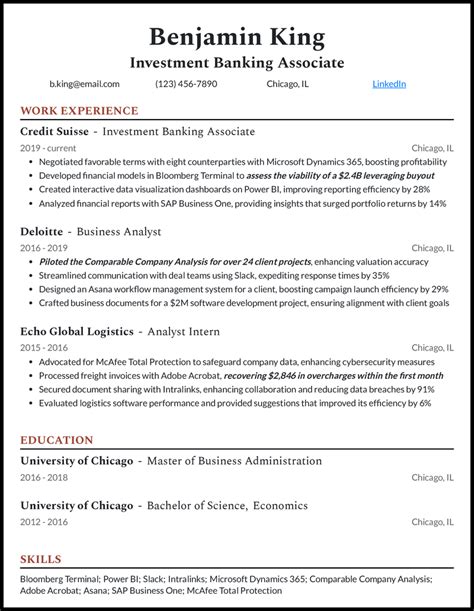 5 Investment Banking Associate Resume Examples For 2026