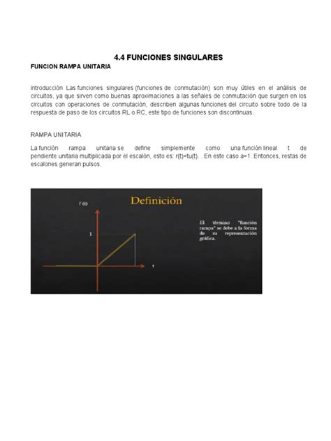 Definición Y Gráfica De La Rampa Unitaria Pdf Función Matemáticas