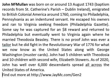 John Patrick Mcmullan 1740 1817 Find A Grave Memorial