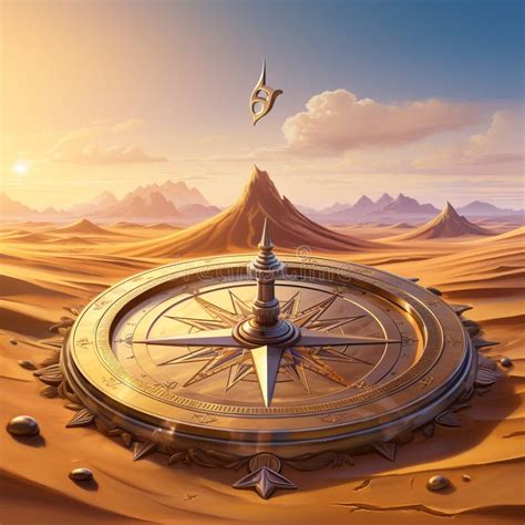 Compass In Vast Desert Landscape Stock Image Image Of Style Points