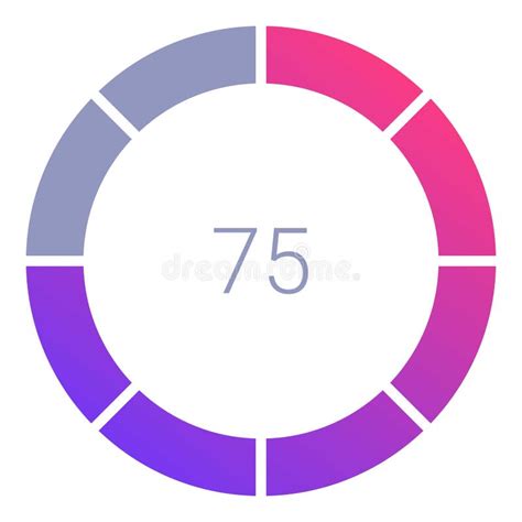 Colorful Circular Chart Showing 75 Percent Completion Progress Stock