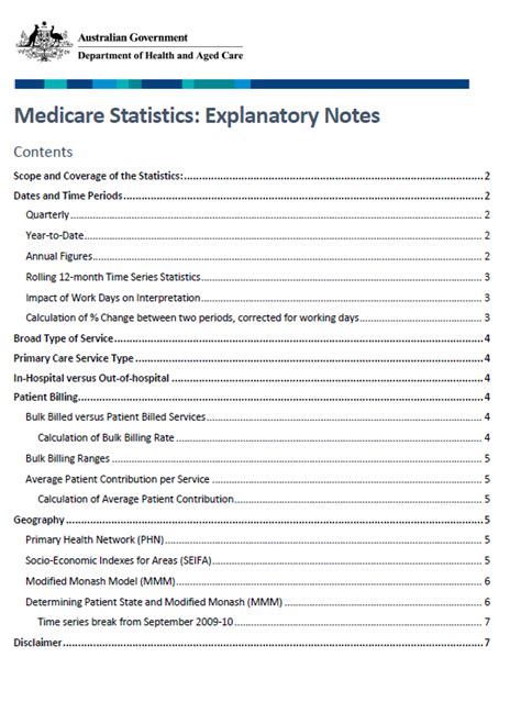Explanatory Notes For Medicare Statistics Australian Government
