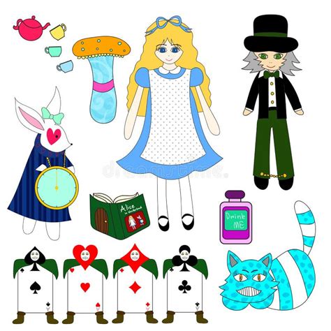 Alice In Wonderland On White Background Stock Vector Illustration Of