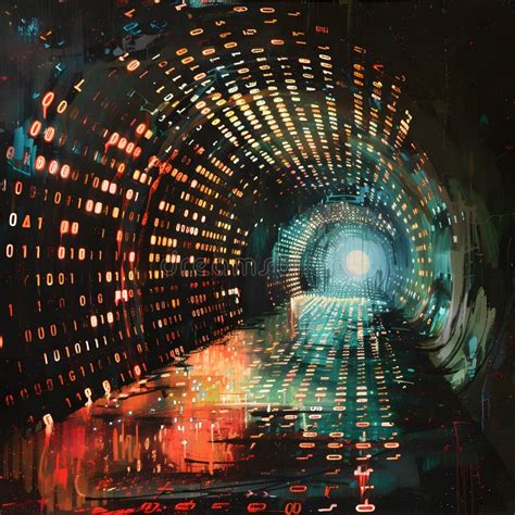 Binary Code Wave Tunnel Stock Illustration Illustration Of Digital 361340024
