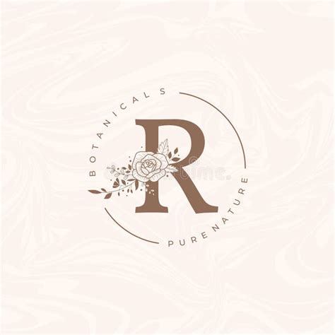 Letter R Botanical Flowers Initial Wedding Monogram Font Logo Stock Vector Illustration Of
