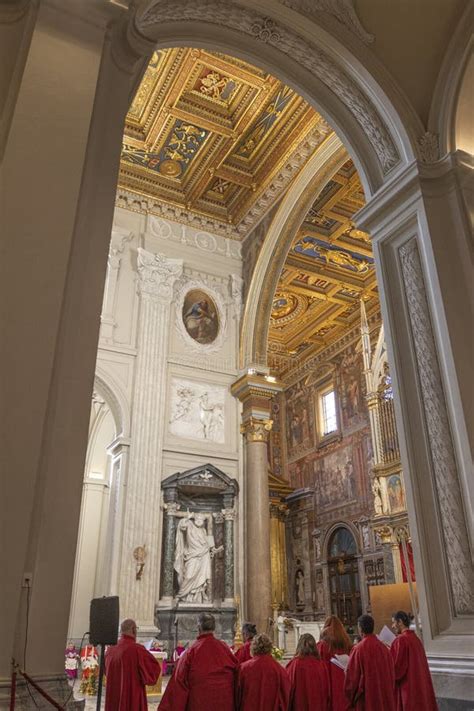 Archbasilica Of Saint John Lateran Indoor Mass Celebrating Rome Italy Editorial Photography
