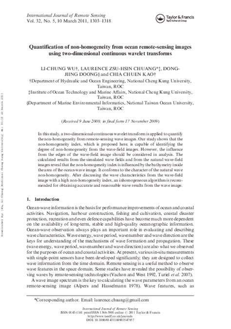 Pdf Quantification Of Non Homogeneity From Ocean Remote Sensing