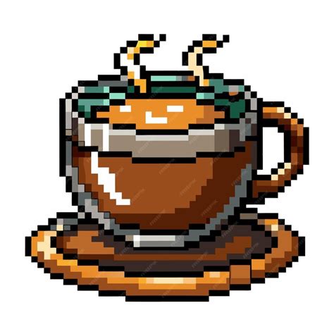 Retro Pixel Art Coffee Cup With Steam Nostalgic 8 Bit Design For Cafes