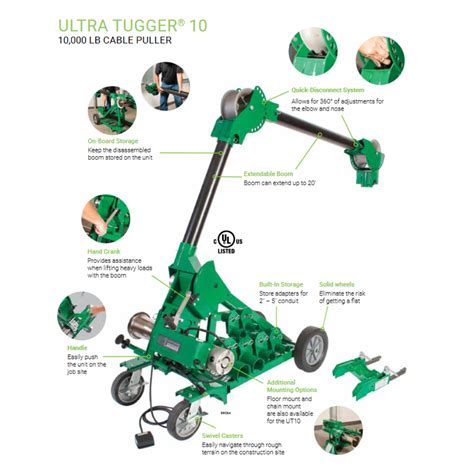 Greenlee 6906 Puller Package With Greenlee Ut10 2s Ultra Tugger And Mobi