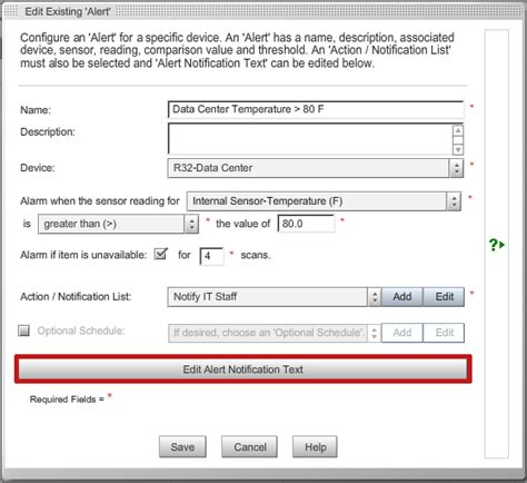 how to edit email alert messages in device manager avtech