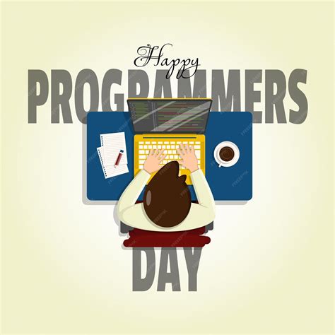 Premium Vector Happy Programmers Day Template With A Male Programmer Is Working