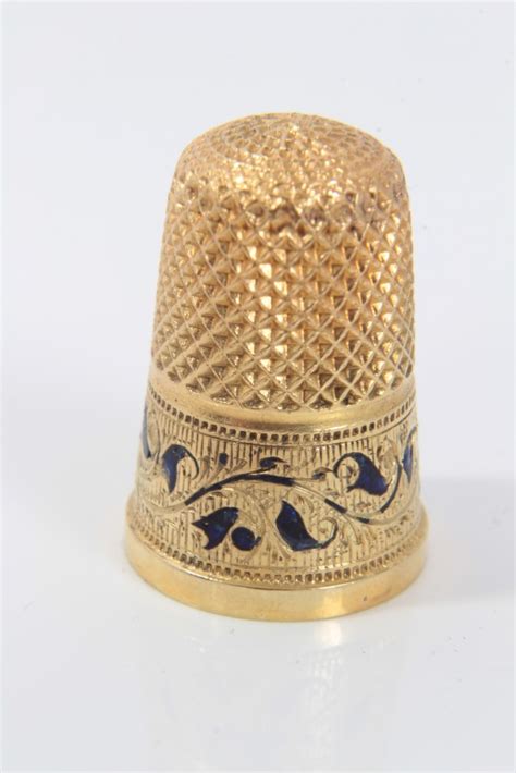 Lot 871 19th Century Gold And Niello Thimble 22cm