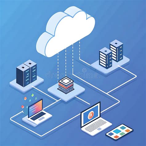 Isometric Cloud Computing Illustration Data Network With Servers