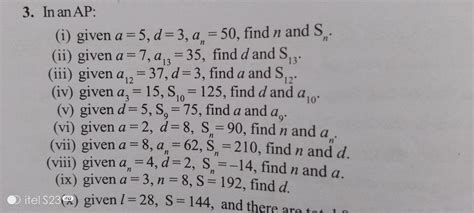 In An Arithmetic Progression Ap I Given A 5 D 3 An 50 Fin