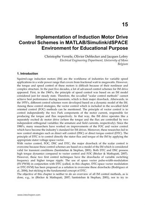 Pdf Implementation Of Induction Motor Drive Control Schemes In Matlab Dokumentips