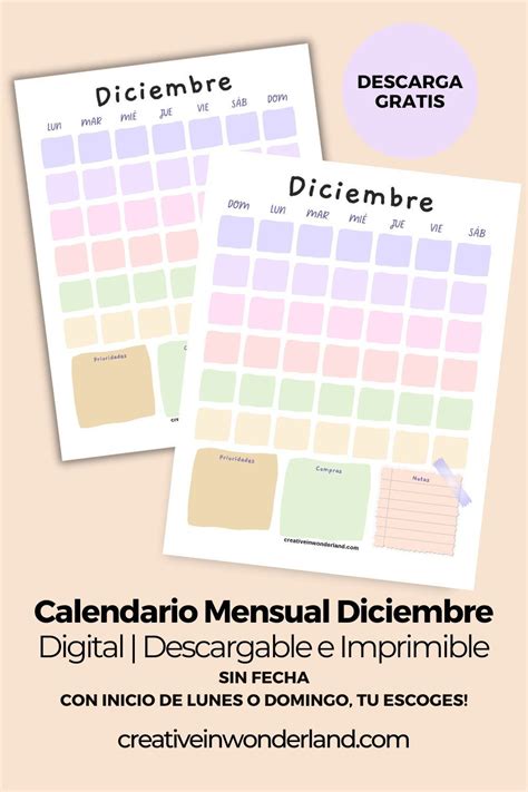 Plantillas De Calendario Mensual