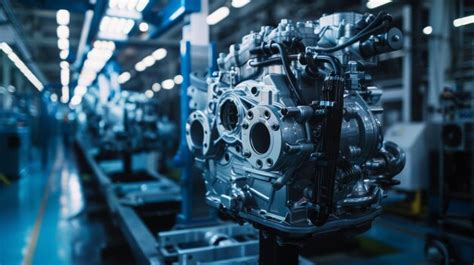 A Highly Detailed Sharply Focused Engine Block In An Industrial Setting