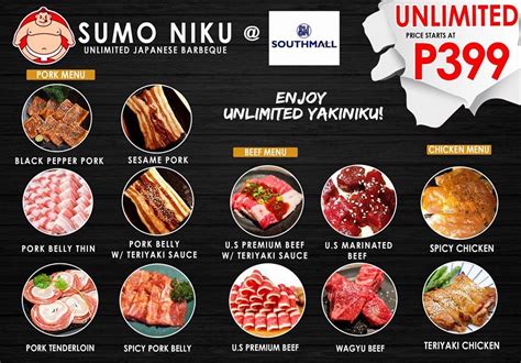 Menu At Sumo Niku Restaurant Quezon City Kia Theatre