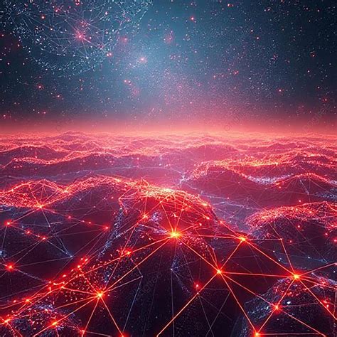 Red Technology Background With Connection And Network Red Technology