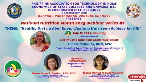 Nutrition Month Webinar Series 1 Healthy And Economical Meals In