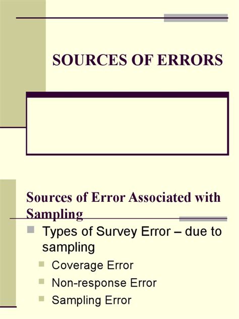 Sourcesof Error Pdf Sampling Statistics Opinion Poll