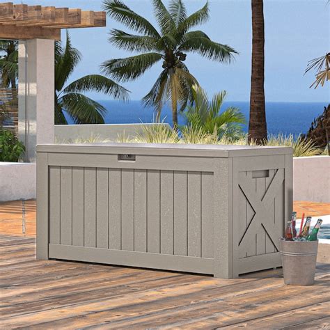 Patiowell 52 In L X 24 In 120 Gallon Light Brown Plastic Deck Box Wes