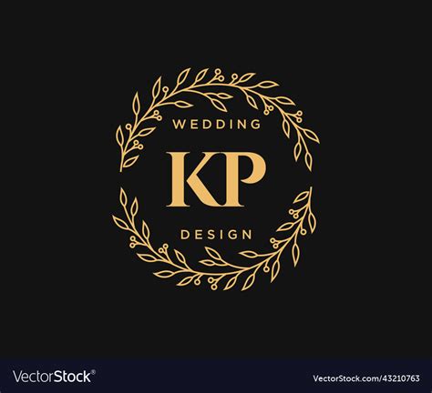 Kp Initials Letter Wedding Monogram Logos Vector Image