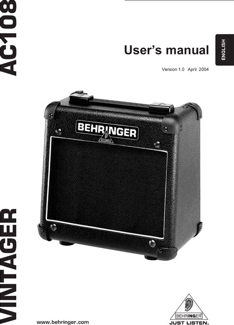 Behringer Ac108 Users Manual Data Manfullac108engrevapmd