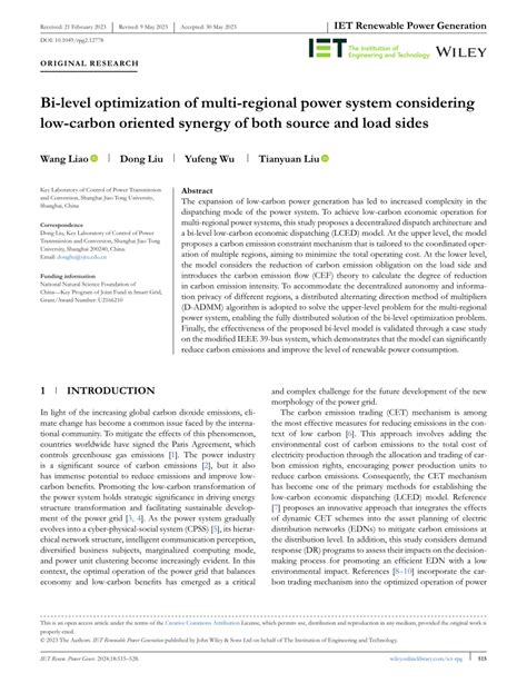 Pdf Bi‐level Optimization Of Multi‐regional Power System Considering