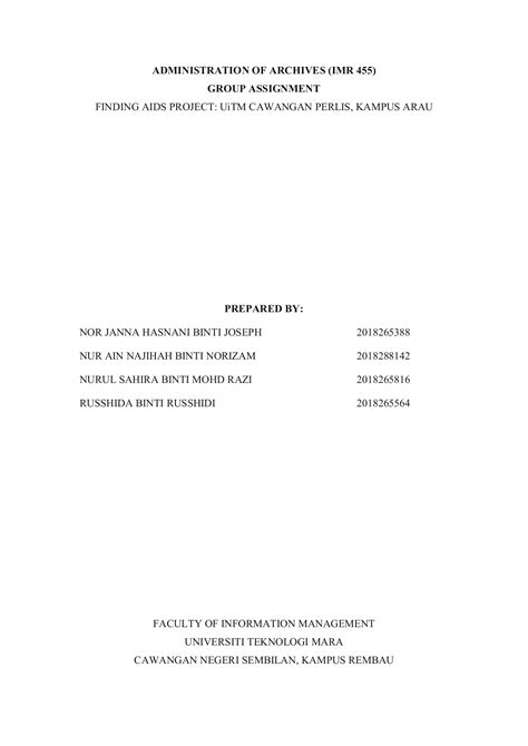 Acknowledgement For Assignment Uitm 1 Libby Gilbert
