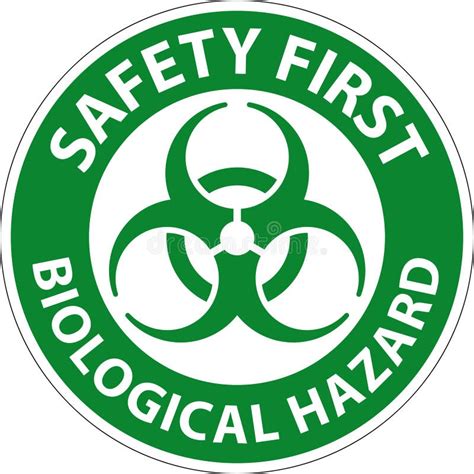 Safety First Label Biological Hazard On White Background Stock Vector