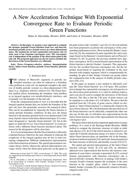 PDF A New Acceleration Technique With Exponential Convergence Rate To Evaluate Periodic Green