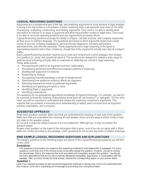 Lsat Logical Reasoning Guide Pdf Argument Logic