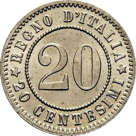 20 Centesimi 1894 1895 Umberto I Itálie
