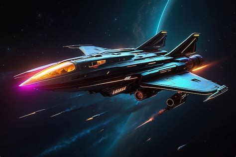 Premium Photo Futuristic Neonlit Starship Brig Captivating Concept Art
