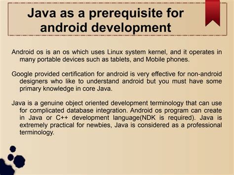 Java As A Prerequisite For Android Development Ppt
