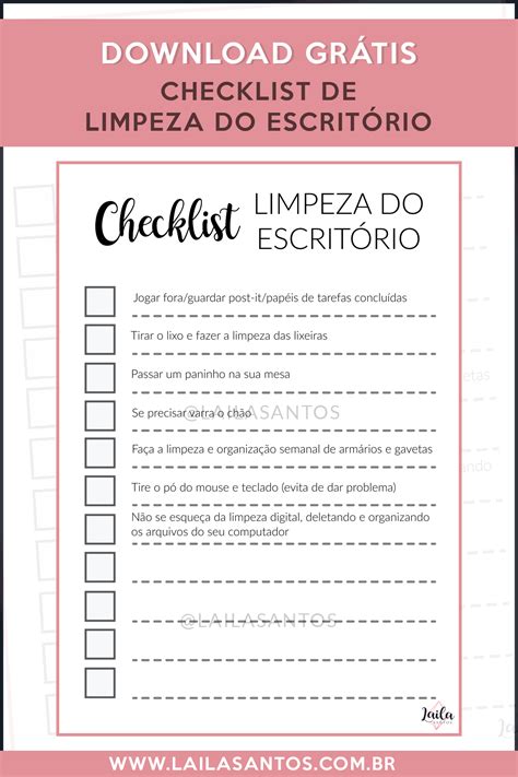 Lista De Verificacao De Limpeza De Escritorio