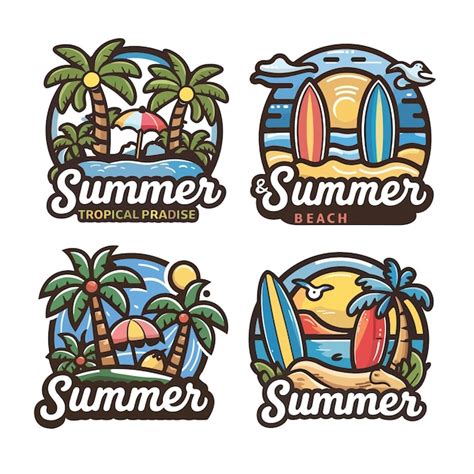 Set Of Summer Logos Premium Ai Generated Vector