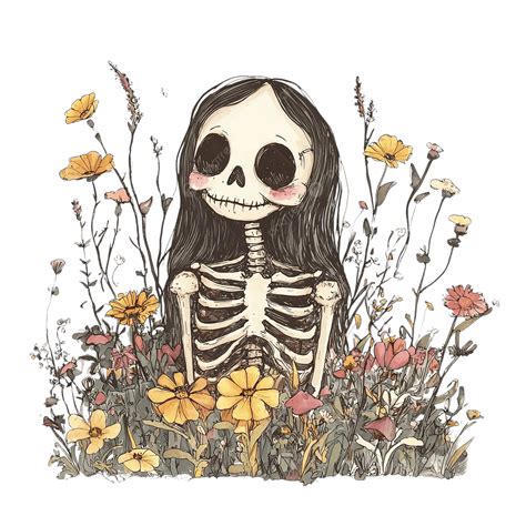 Cute Cartoon Girl Skeleton