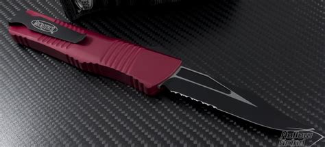 143 2rd Bowie Microtech Red Combat Troodon Bowie Black Serrated Hollow Grind