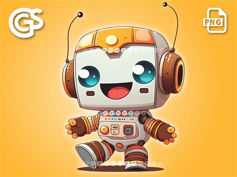 Happy Robot Png Twitch Emote T Shirt Digital File Kawaii Robot Cute