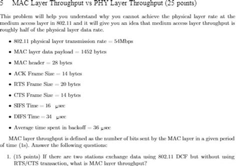 solved 5 mac layer throughput vs phy layer throughput 25 points