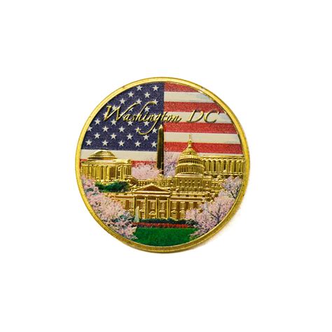 Washington Dc Panoramic Collectible Souvenir Coin W American Flag I
